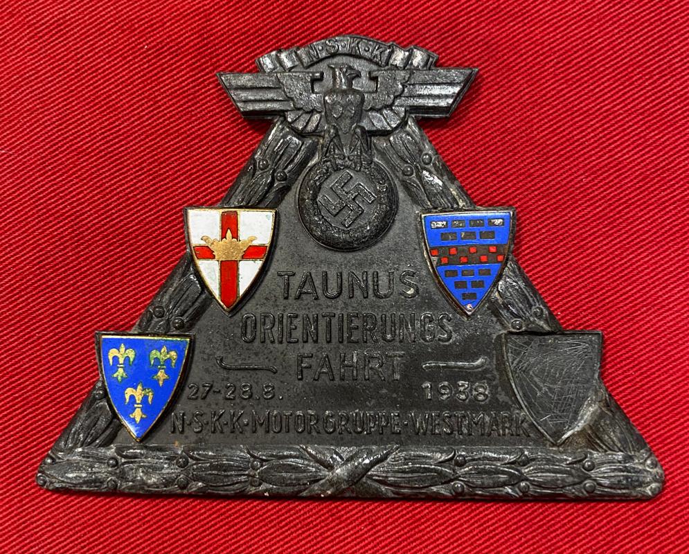 WW2 German NSKK Taunas Motorgruppe Westmark Plaque