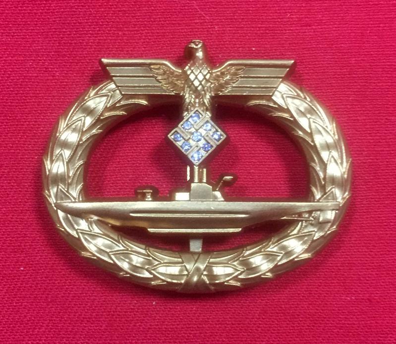 Replica WW2 German Kriegsmarine U-Boat Badge With Diamonds
