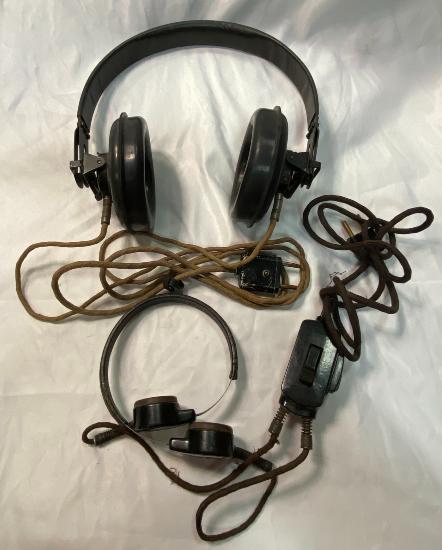 WW2 German Panzer Headphones & Throat Microphones