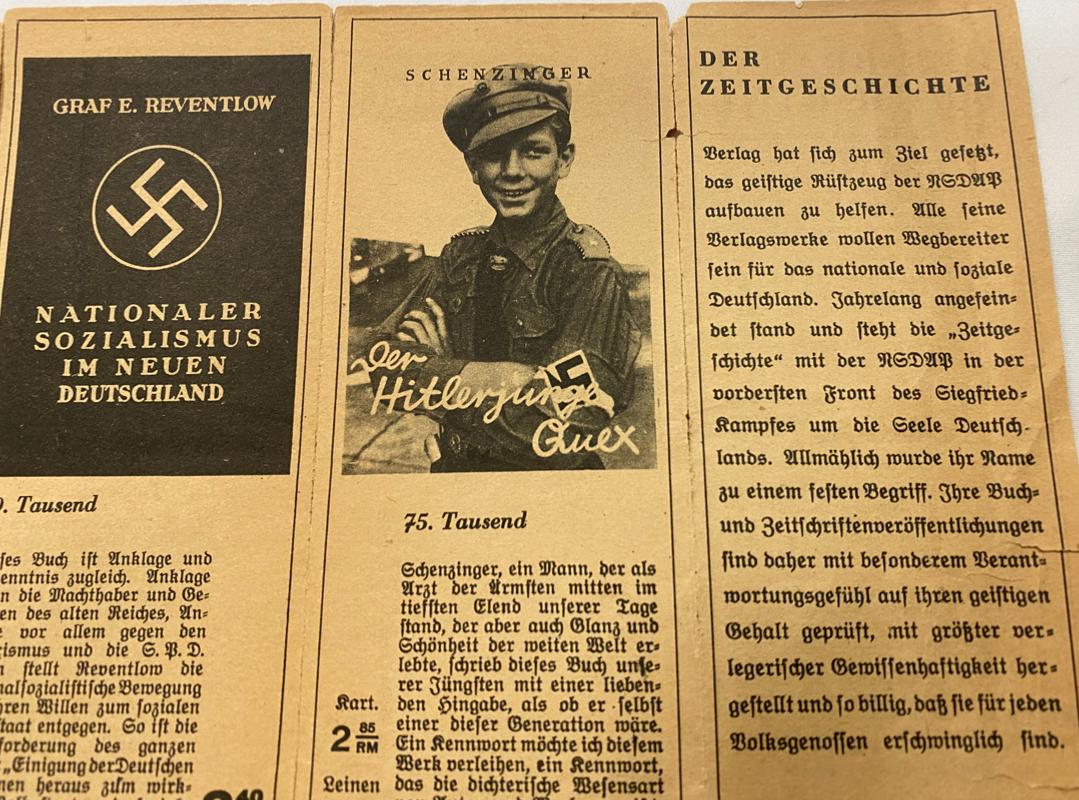 WW2 German Third Reich Books Advertising Leaflet