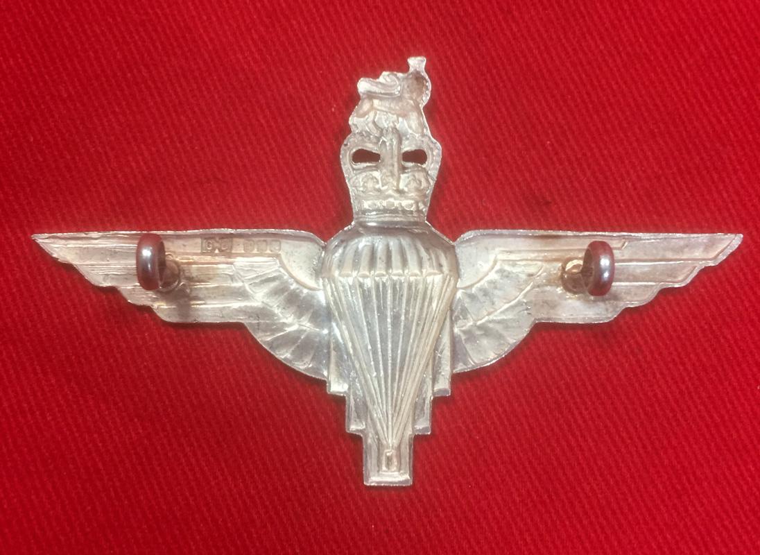 British Para Officer's Silver Hallmarked Para Wings Badge