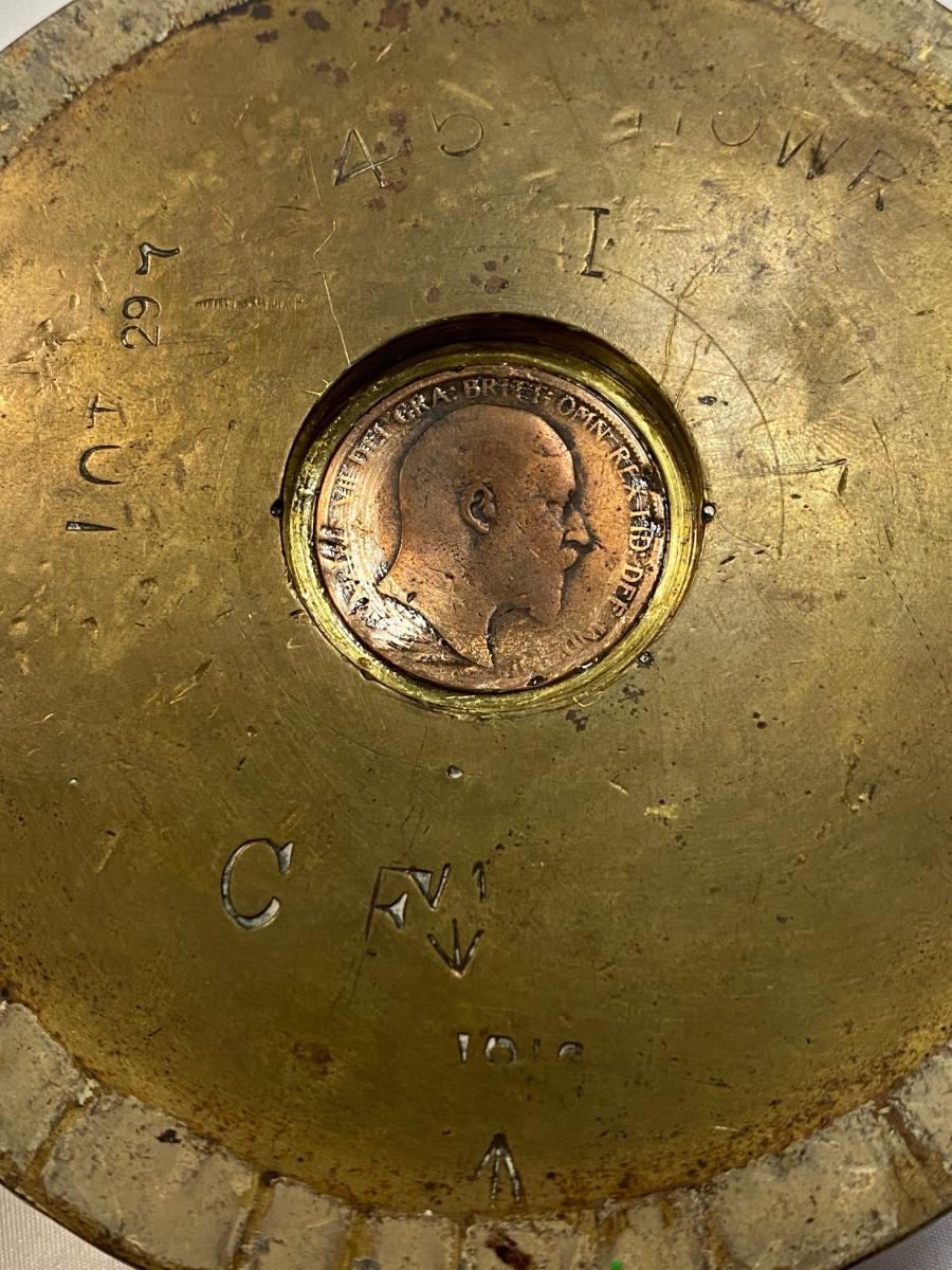 WW1 British 4.5 Inch Shell Case One Penny Ashtray